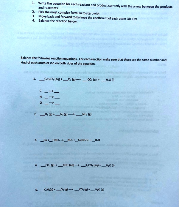 SOLVED: Write the equation for each reactant and product and reactants correctly with the arrow ...
