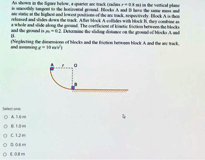 as shown in the figure below a quarter arc track radius r08 m in the ...