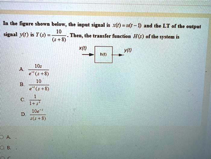 In the figure shown below, the input signal is x(t) = u(t-1) and the LT of the output signal y(t ...