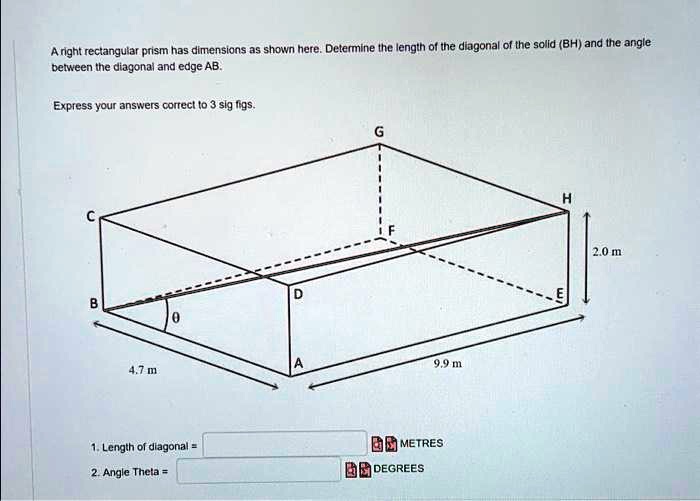 SOLVED: A right rectangular prism has dimensions as shown here. Determine the length of the ...