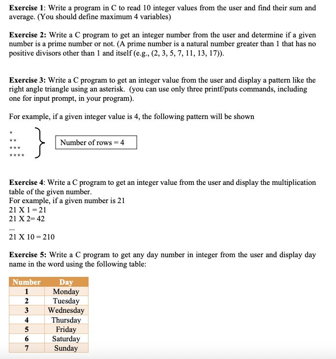 Solved Exercise 1 Write A Program In C To Read 10 Integer Values From The User And Find Their