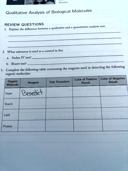 SOLVED: Sathio Qualitative Analysis of Biological Molecules REVIEW ...