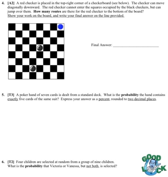 SOLVED: A2I red checker I placed in the top-right corner of a ...