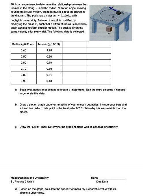 SOLVED: 18. In an experiment to determine the relationship between the ...