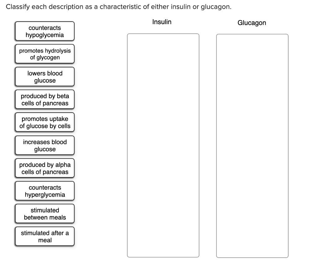 SOLVED: Classify each description as a characteristic of either insulin ...