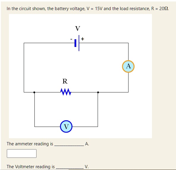 SOLVED: In the circuit shown, the battery voltage, V = 1.5V, and the load resistance, R = 20Î ...