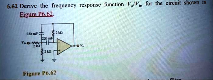 6.62 Derive the frequency response function Vo/Vin for the circuit shown in Figure P6.62.
