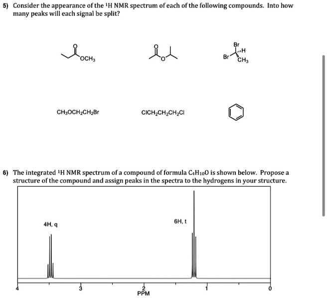 SOLVED: Consider the appearance of the H NMR spectrum of each of the following compounds. Into ...