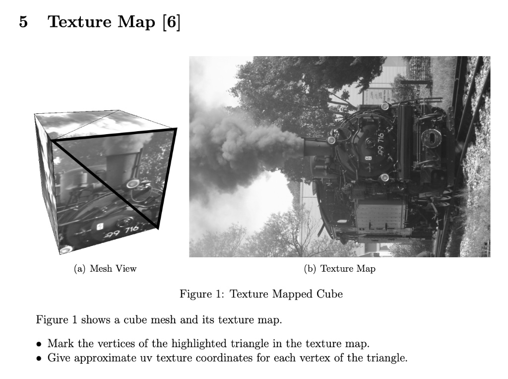 Solved 5 Texture Map 6 A Mesh View B Texture Map Figure 1 Texture Mapped Cube Figure 1 7067