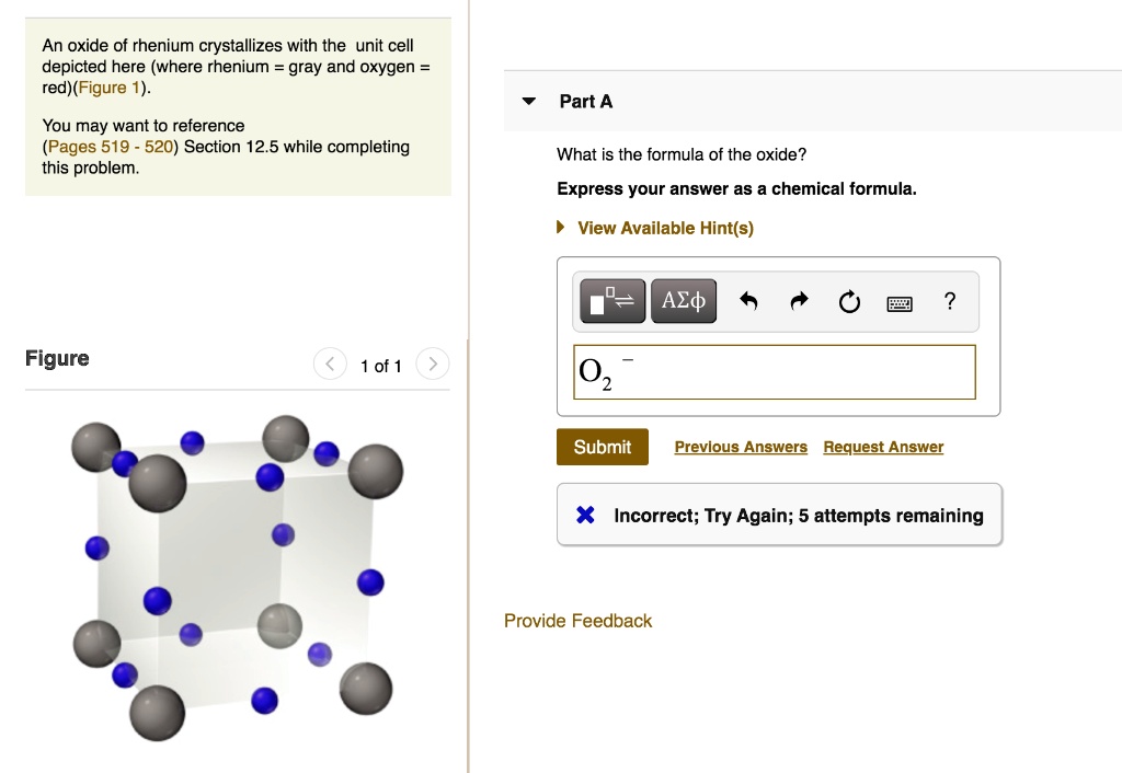 SOLVED: An oxide of rhenium crystallizes with the unit cell depicted ...