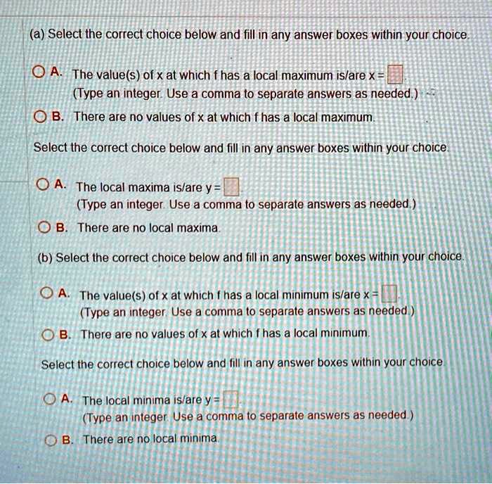 SOLVED: (a) Select the correct choice below and fill in any answer boxes within your choice 0 A ...