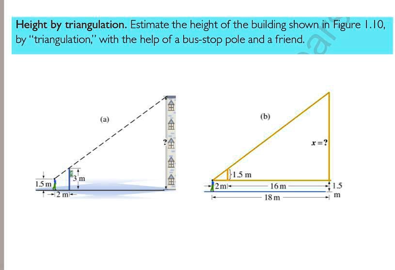 height by triangulation estimate the height of the building shown in ...