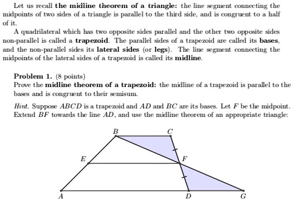 let u3 recall the midline theorem triangle the line segment connecting ...