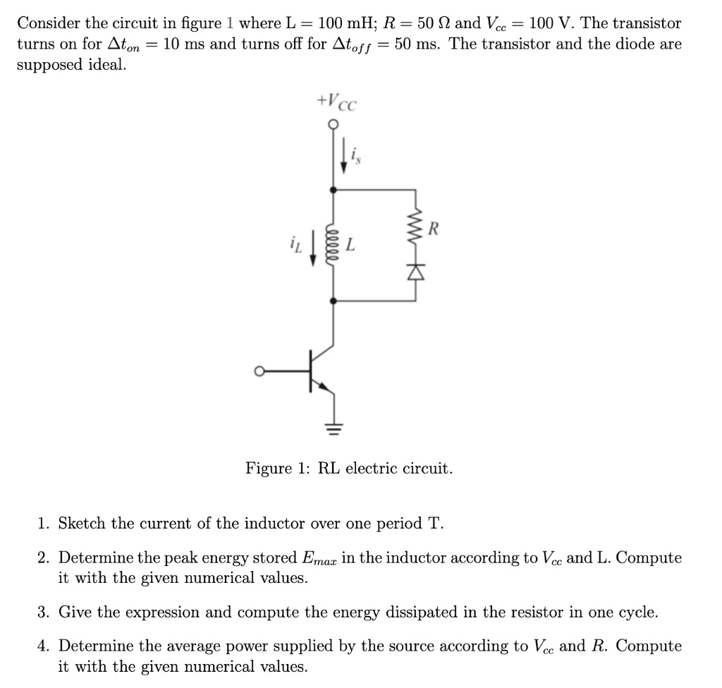SOLVED: Consider the circuit in Figure 1 where L = 100 mH; R = 50 Î ...