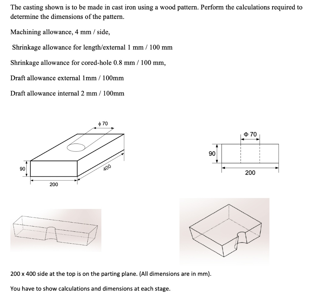 SOLVED: The casting shown is to be made in cast iron using a wood ...