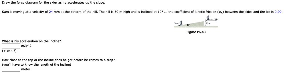 SOLVED: Draw the force diagram for the skier as he accelerates up the ...