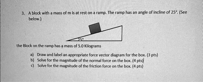 SOLVED: 3A block with a mass of m is at rest on a ramp. The ramp has an ...