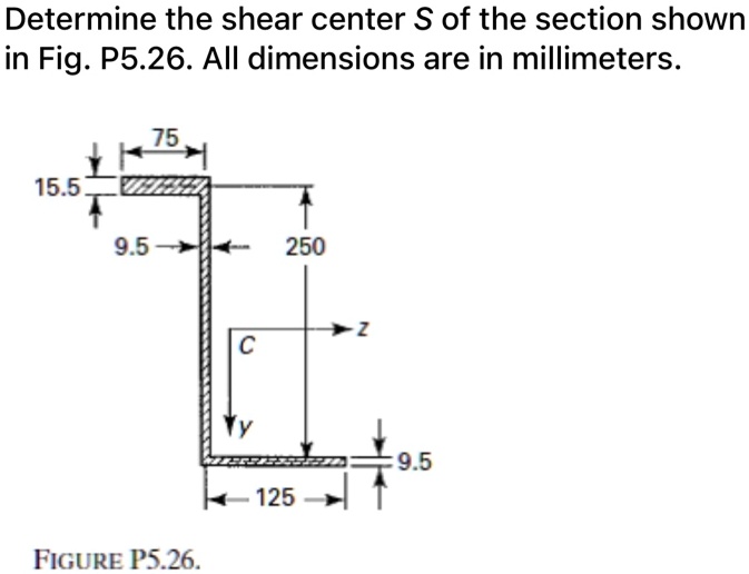 SOLVED: Determine the shear center S of the section shown in Fig. P5.26 ...