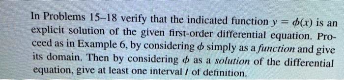 in problems 15 18 verify that the indicated function y x is an explicit ...