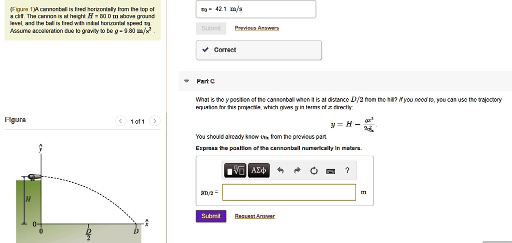SOLVED: (Figure 1JA cannonball E fired horizontally from the top of ...