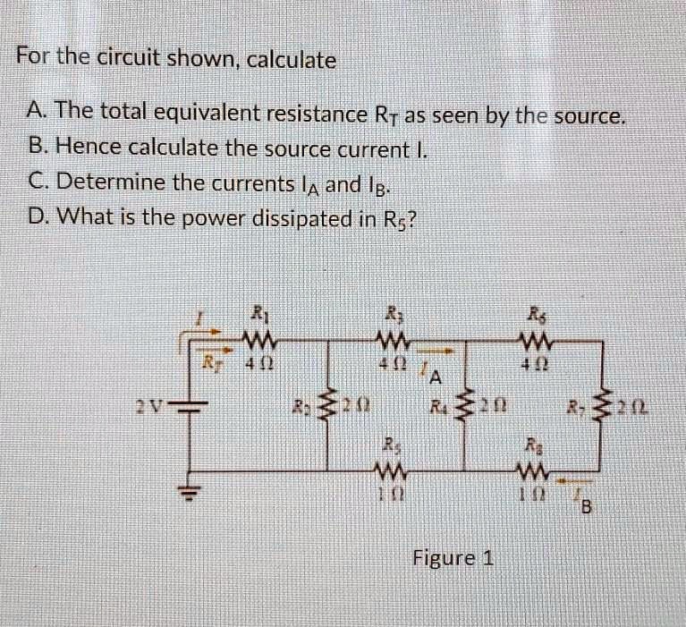 SOLVED: For the circuit shown, calculate: A. The total equivalent resistance RT as seen by the ...