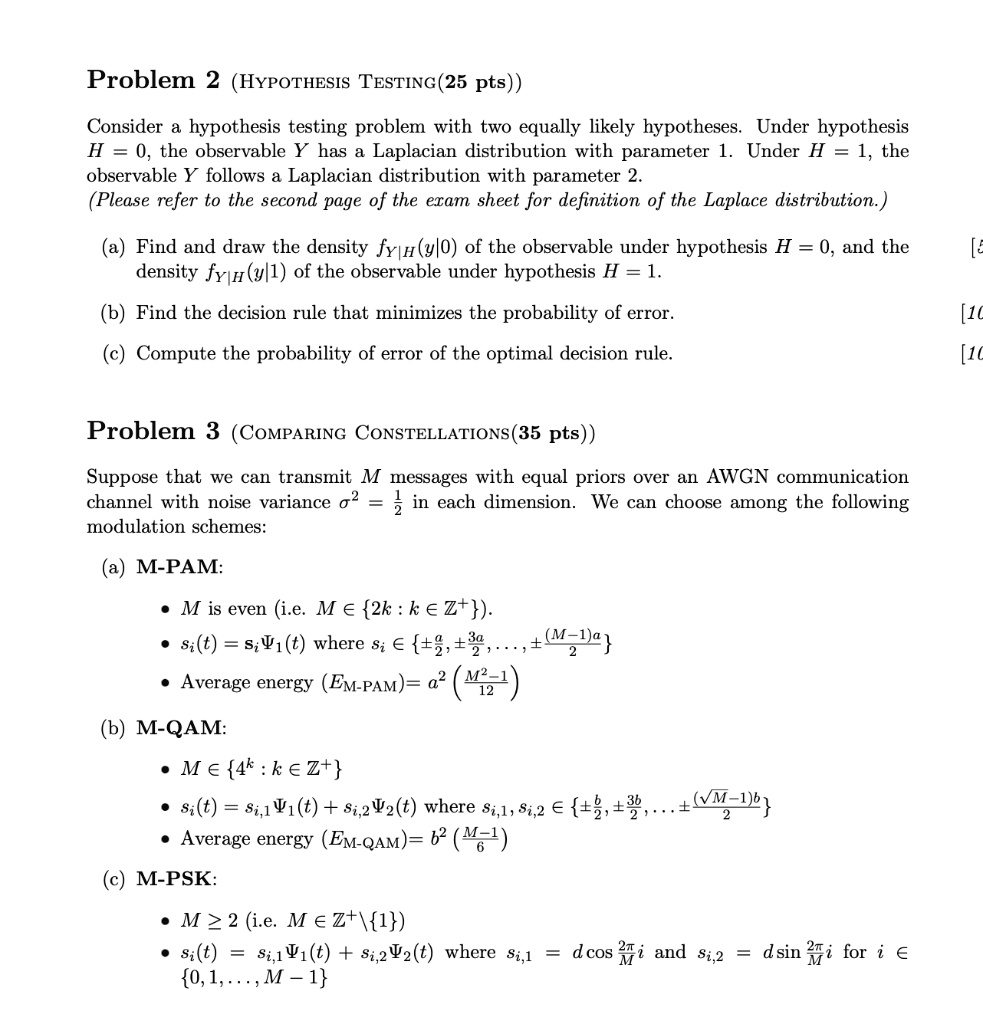 Solvedproblem 2 Hypothesis Testing 25 Pts Consider A Hypothesis Testing Problem With Two 