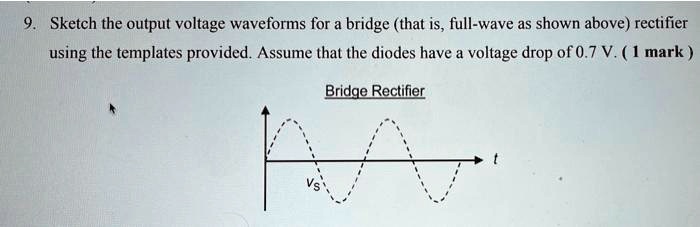 9. Sketch the output voltage waveforms for a bridge (that is, full-wave as shown above ...