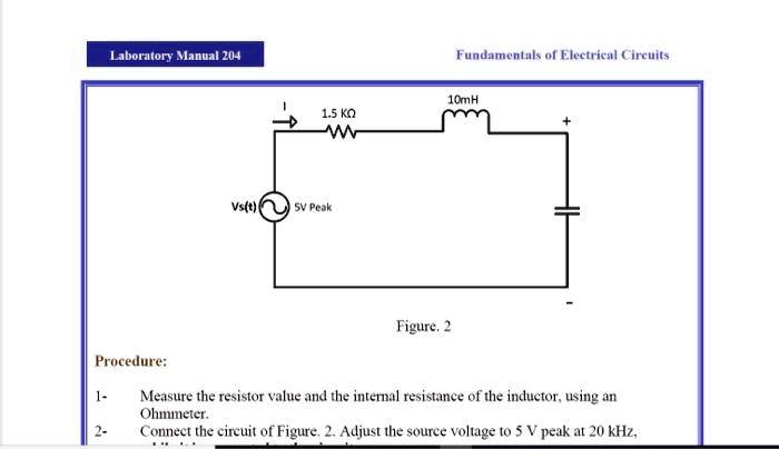 Laboratory Manual 204 Procedure: Fundamentals of Electrical Circuits 10mH 1.5 ?? Vs(t) 5V Peak ...