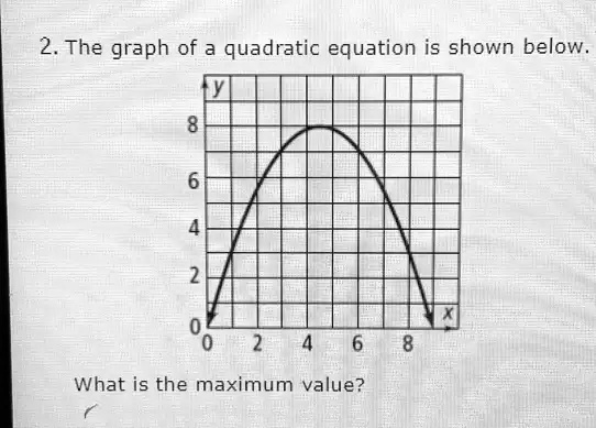 SOLVED: 2. The graph of a quadratic equation is shown below What is the ...