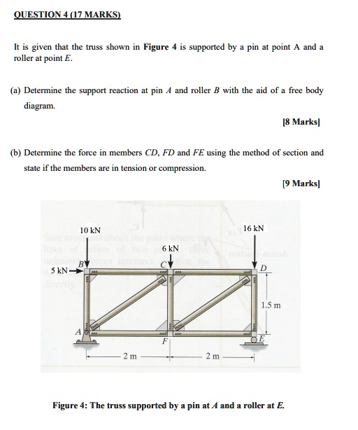 SOLVED: QUESTIONS MARKS It is given that the truss shown in Figure is ...