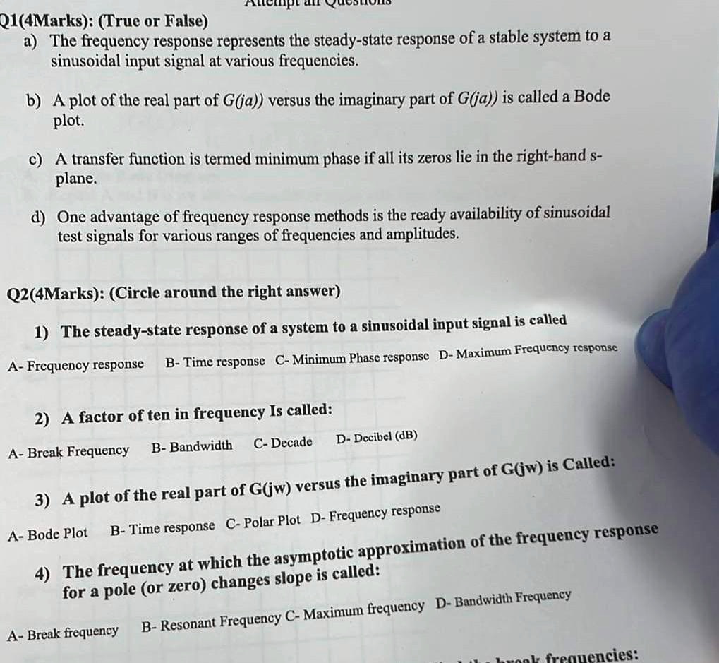 SOLVED: AttemptairQuest 14 Marks True or False: a) The frequency ...