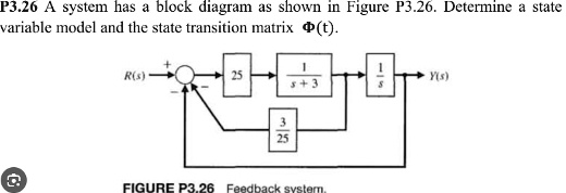 P3.26 A system has a block diagram as shown in Figure P3.26. Determine a state variable model ...