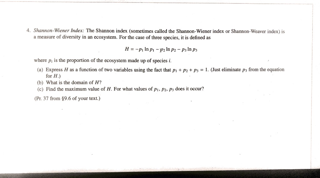 shannon wiener index the shannon index sometimes called the shannon ...
