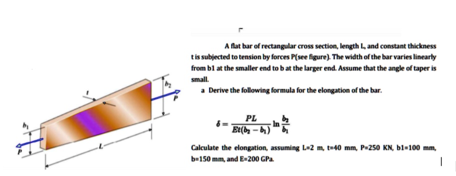 [GET ANSWER] A flat bar of rectangular cross section, length L, and ...