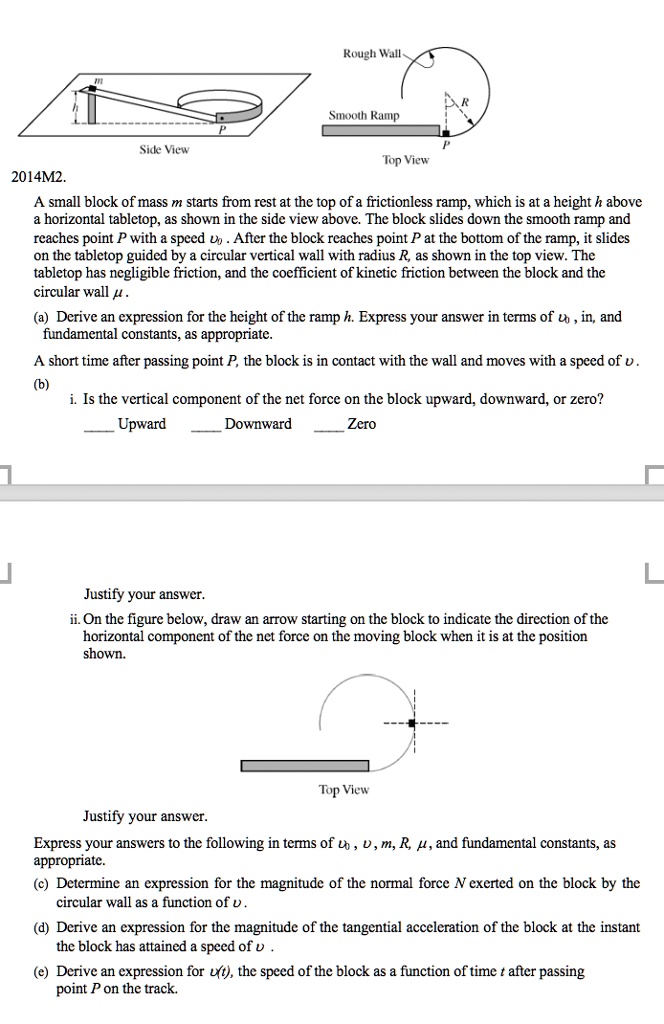 SOLVED: Smooth Ramp Side View Top View 2014M2. A small block of mass m ...