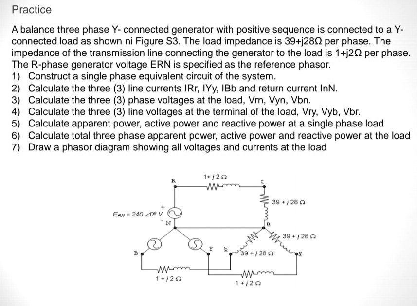 SOLVED: A balanced three-phase Y-connected generator with positive sequence is connected to a Y ...
