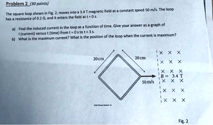 problem2 30 points into 34 t magnetic field at constant speed 50 ms the loop the square loop ...