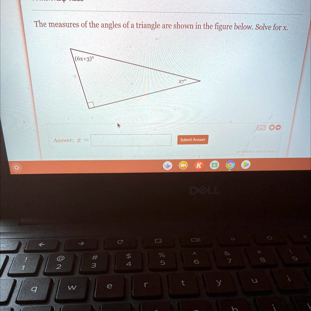 SOLVED: The measures of the angles of a triangle are shown in the ...