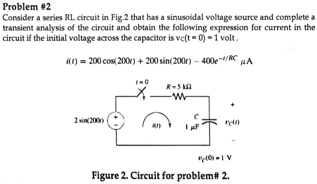 Problem #2 Consider a series RL circuit in Fig.2 that has a sinusoidal voltage source and ...