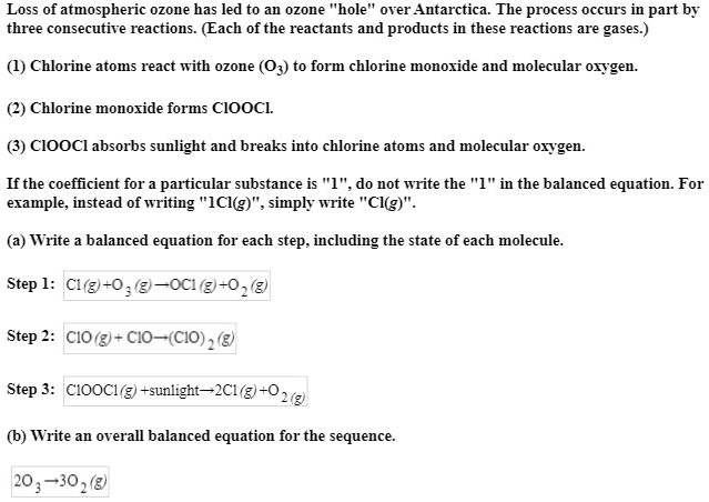 SOLVED: Loss of atmospheric ozone has led to an ozone "hole over ...