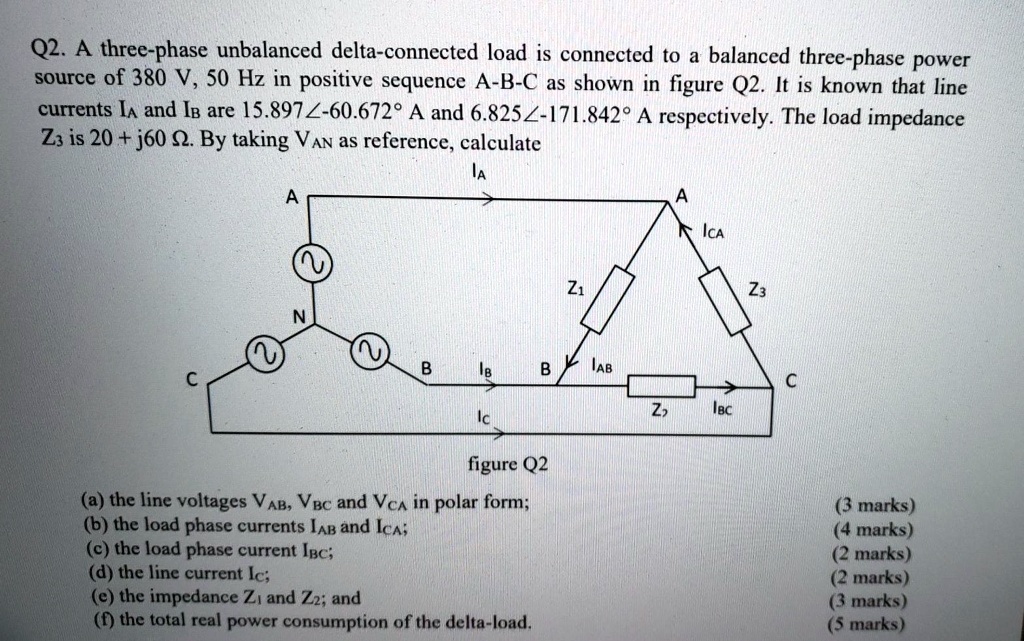 SOLVED: A three-phase unbalanced delta-connected load is connected to a balanced three-phase ...