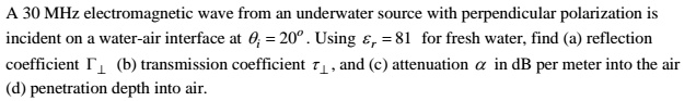 A 30 MHz electromagnetic wave from an underwater source with ...