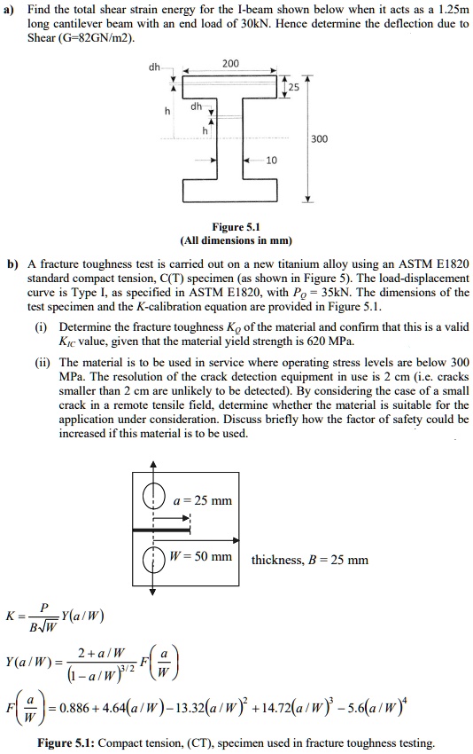 SOLVED: Find the total shear strain energy for the I-beam shown below ...