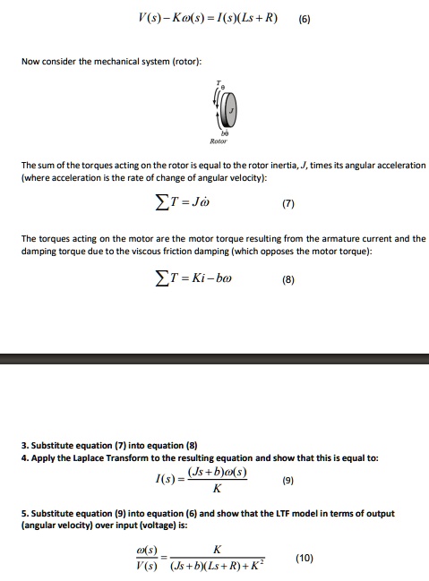 SOLVED: Vs-Ks=IsLs+R (6) Now consider the mechanical system (rotor): The sum of the torques ...