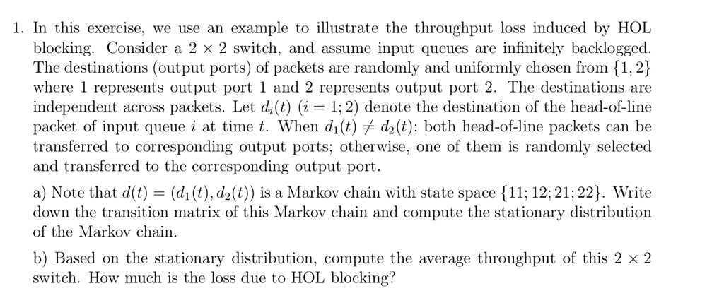 in this exercise wc usc an example to illustrate the throughput loss ...
