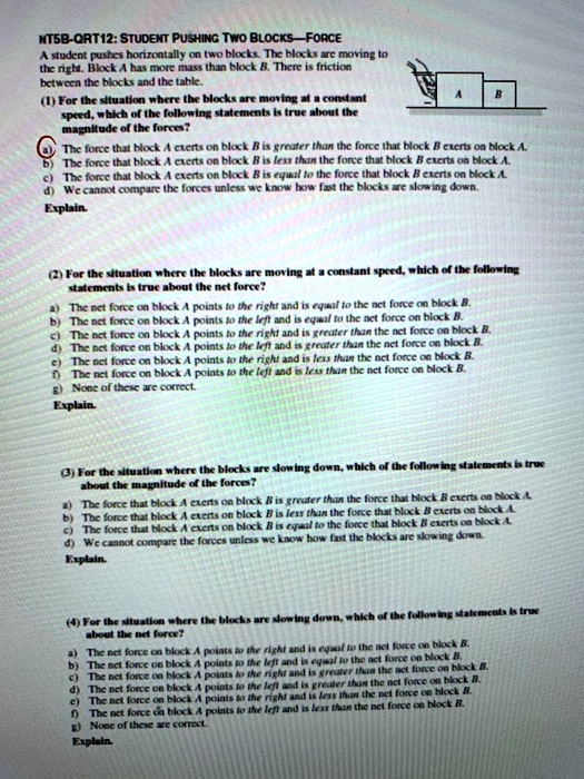 nt5b qrt12student pushing two blocks force a student pushes horizontally on two blocks the ...