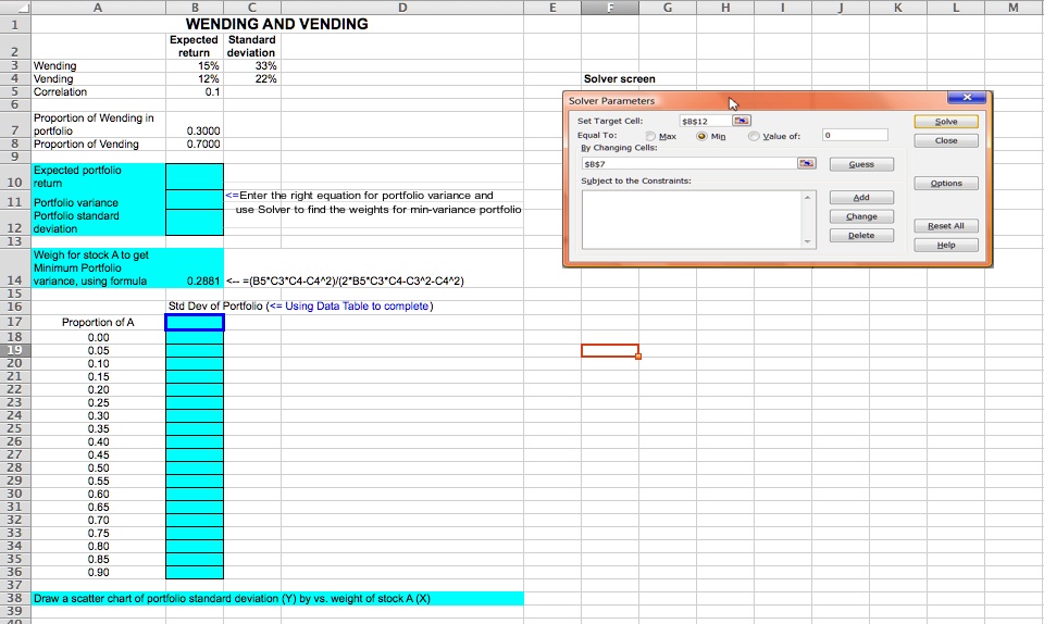 a fill in the highlighted areas in the spreadsheet above using formulas so that you can vary the ...