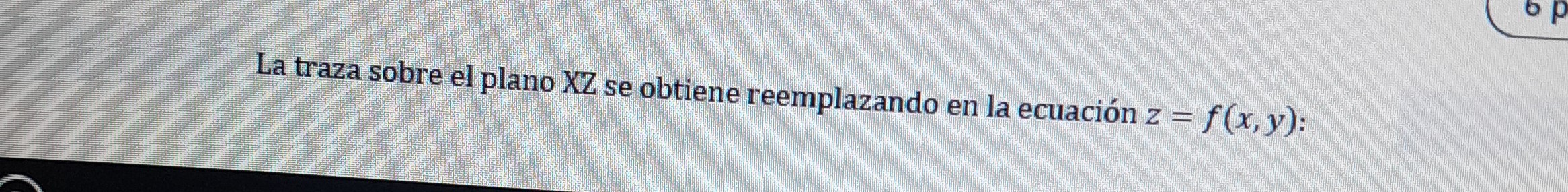 La traza sobre el plano XZ se obtiene reemplazando en la...