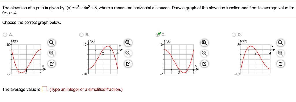 SOLVED: The elevation of path is given by flx) =x3 4x2 8 , where X measures horizontal distances ...