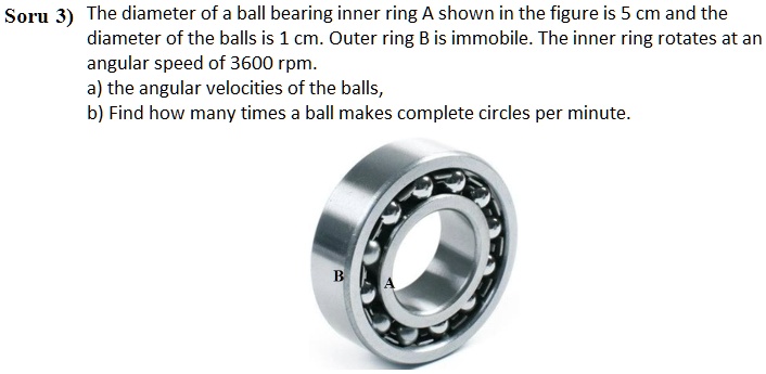 SOLVED: Soru 3) The diameter of a ball bearing inner ring A shown in ...